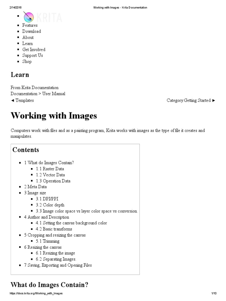 Working With Images - Krita Documentation | PDF | Pixel | Computer Graphics