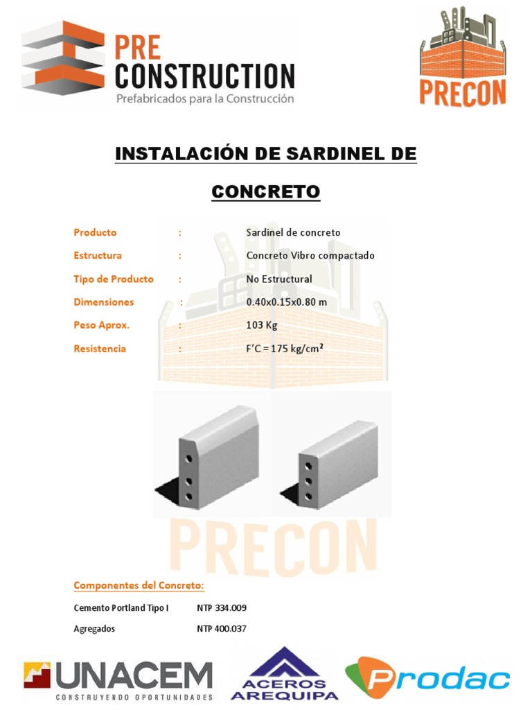 Ficha Instalacion de Sardineles de Concreto | PDF