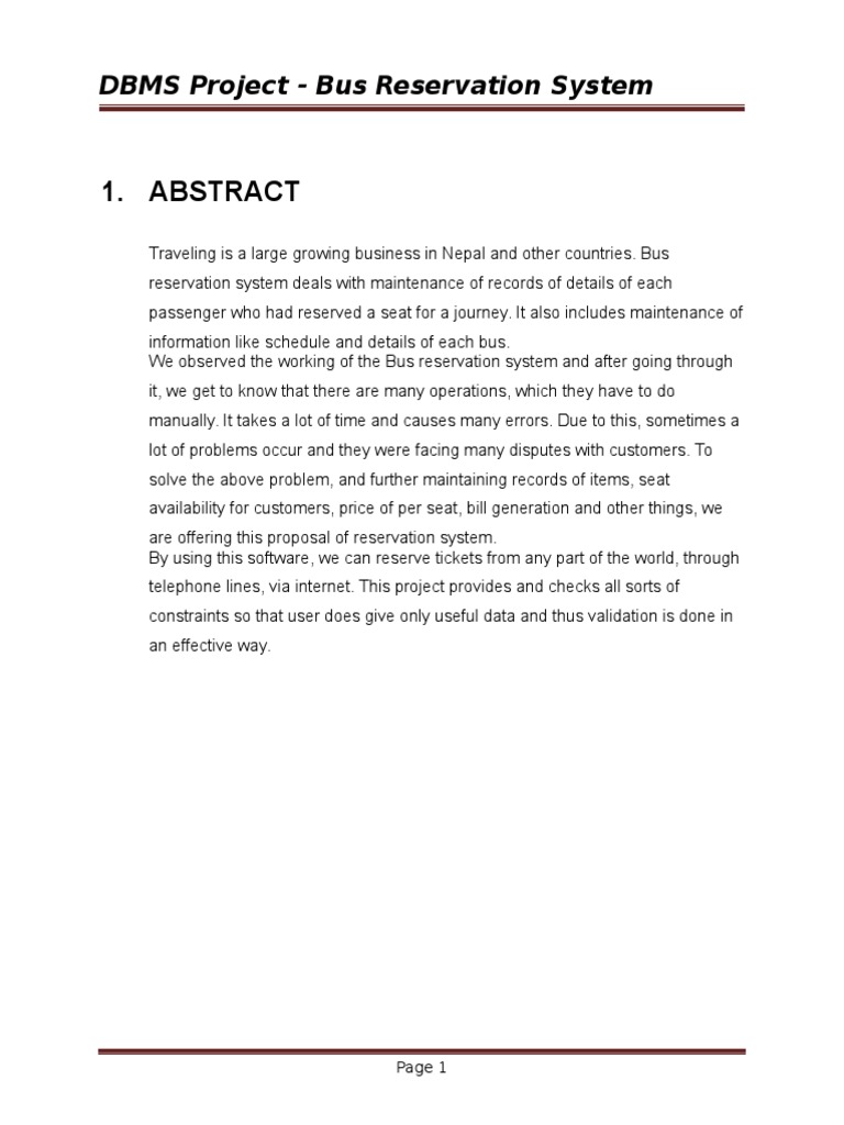 DBMS Project On Bus Reservation System Last Report | PDF | Bus | Databases