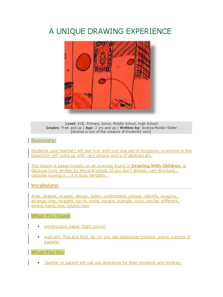 A Unique Drawing Experience | Download Free PDF | Drawing | Shape