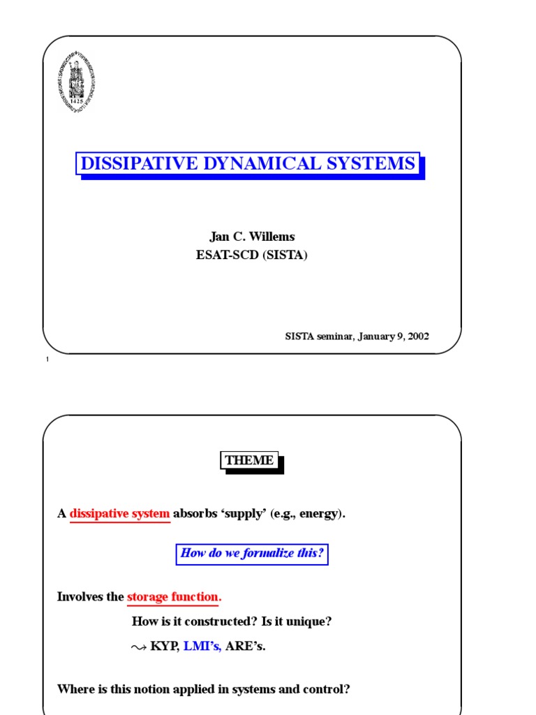 Overview of Dissipative Dynamical Systems | PDF | Control Theory ...