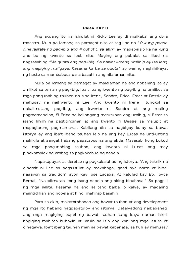 Para Kay B | PDF