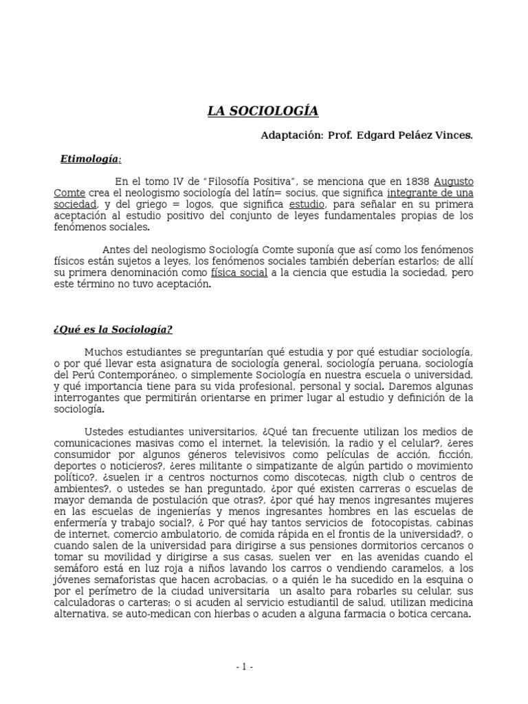 Introducción a la Sociología y su Estudio | PDF | Sociología | Sociedad