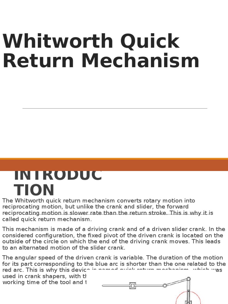 Whitworth Quick Return Mechanisms | PDF | Machines | Rotation Around A ...