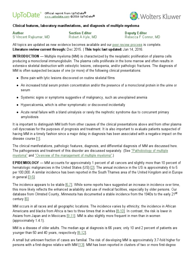 Author S Vincent Rajkumar, MD Section Editor Robert A Kyle, MD Deputy ...