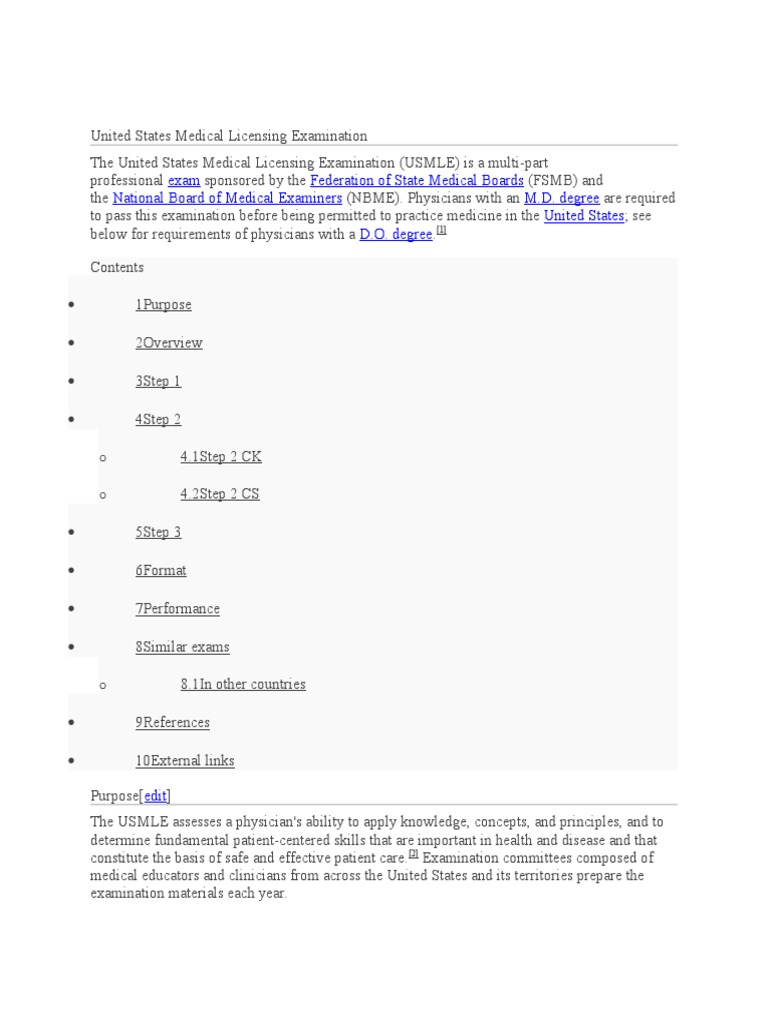 United States Medical Licensing Examination | PDF | United States ...