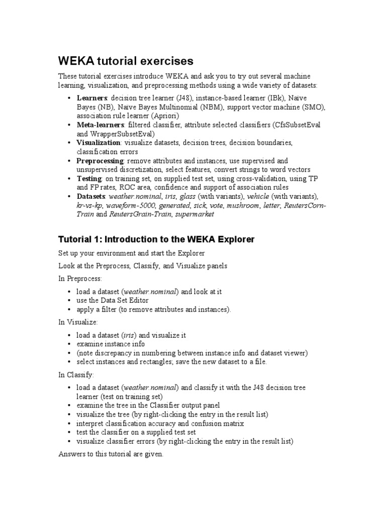 WEKA Machine Learning Tutorials | PDF | Statistical Classification ...