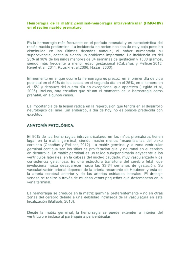 Hemorragia de La Matriz Germinal | PDF | Endotelio | Hipertensión