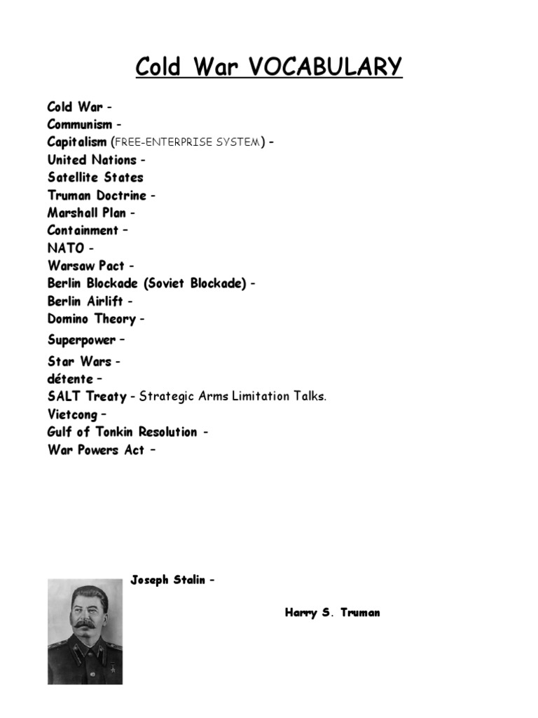 Cold War Vocabulary Terms Guide | PDF | History