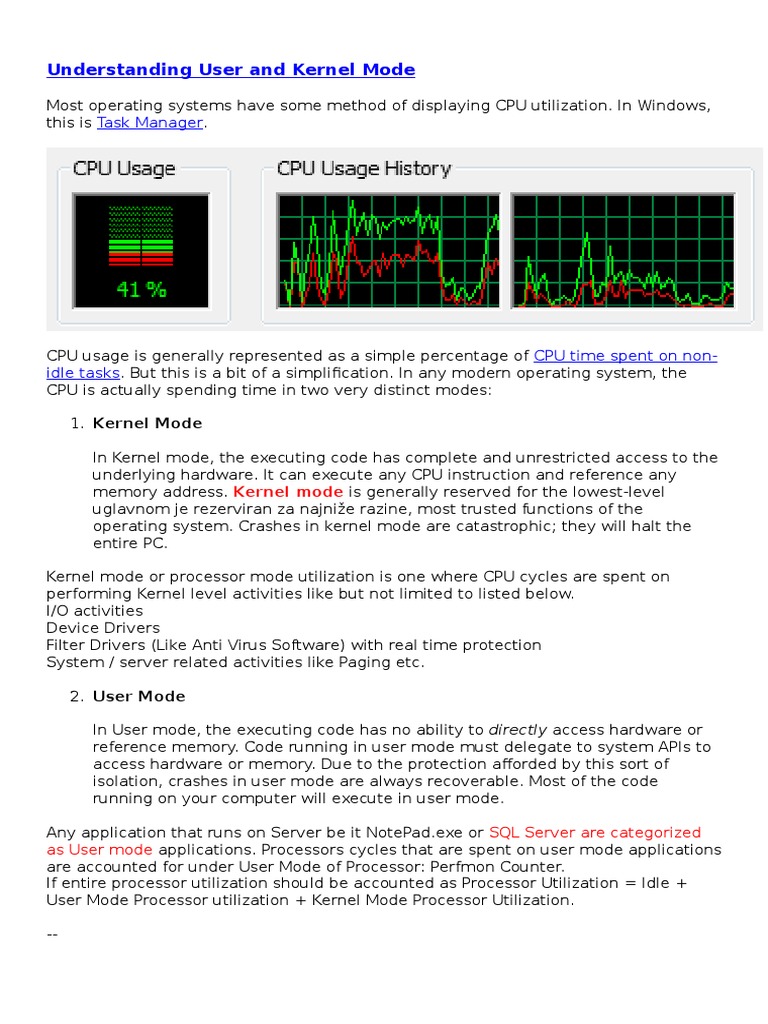 Understa Understanding User and Kernel Mode - Docxnding User and Kernel ...