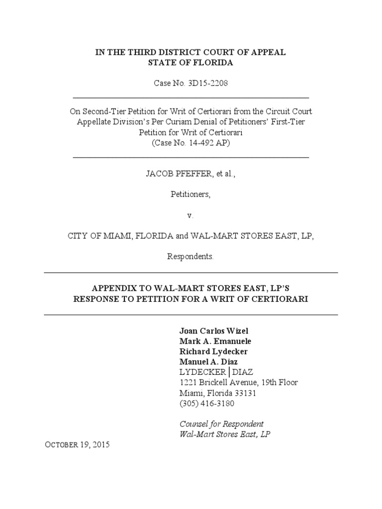 2015-10-19 Appendix To Response To Petition For Writ of Certiorari ...