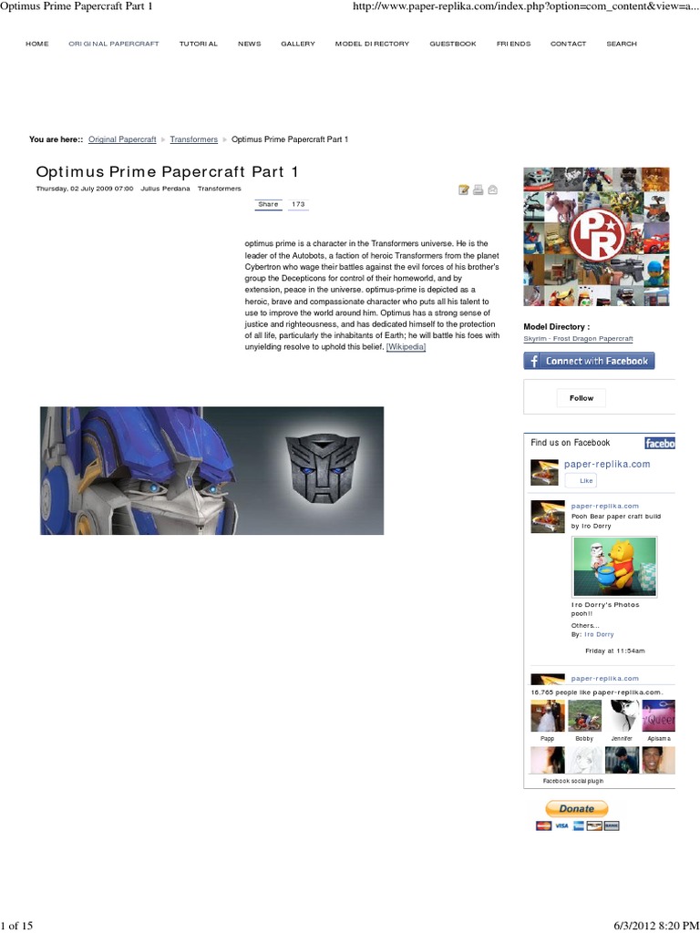 Optimus Prime Papercraft Part 1 | PDF | History