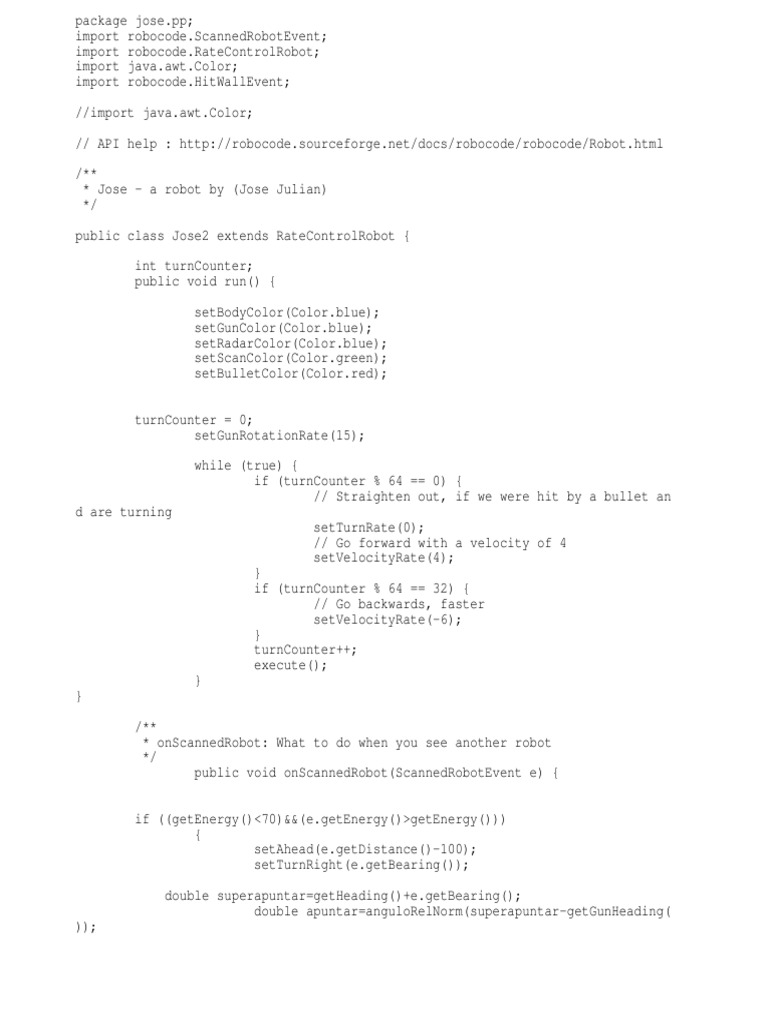 Codigo de Super Robot en Robocode | PDF