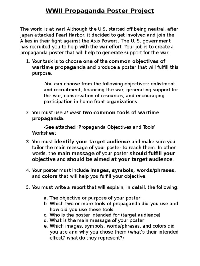 Wwii Propaganda Poster Project | PDF | Propaganda | World War II