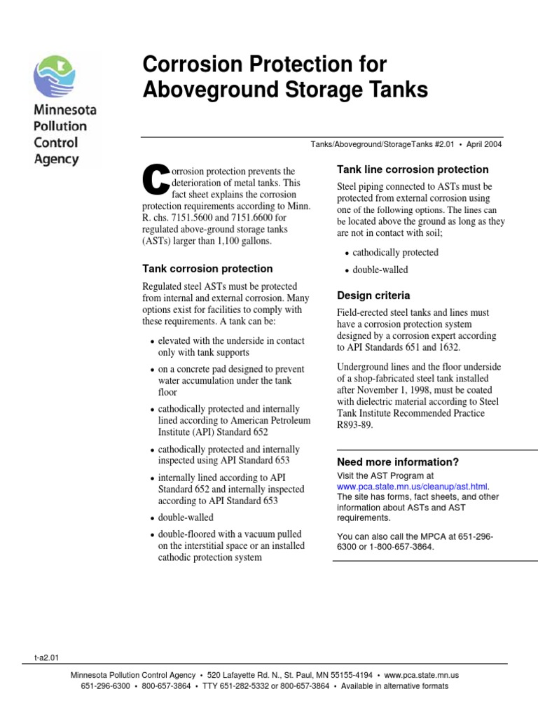 Corrosion Protection for Storage Tanks | PDF