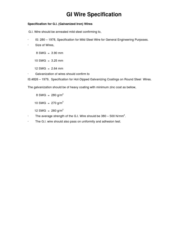 Resources GI Wire Specification | PDF