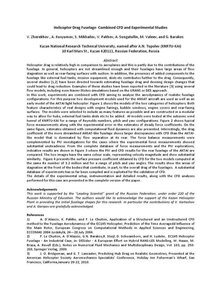 Helicopter Fuselage Drag Analysis Study | PDF | Computational Fluid ...