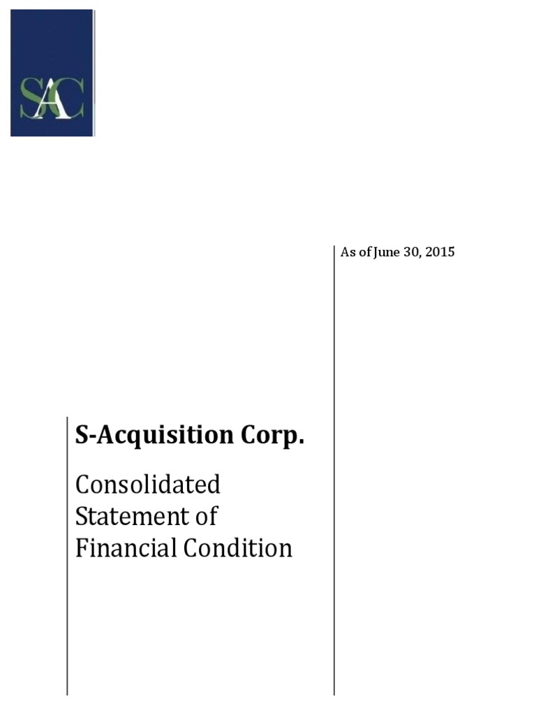 Consolidated Statement of Financial Condition (S-Acquisition Corp ...
