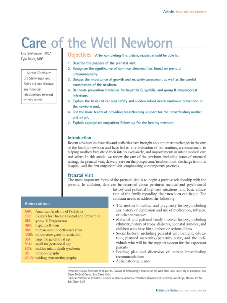 Care of The Well Newborn | PDF | Breastfeeding | Infants