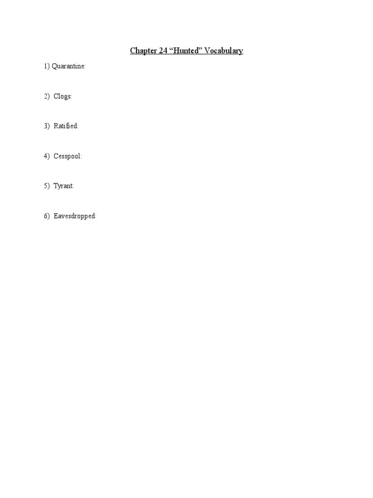 Vocabulary from Chapter 24 "Hunted" | PDF