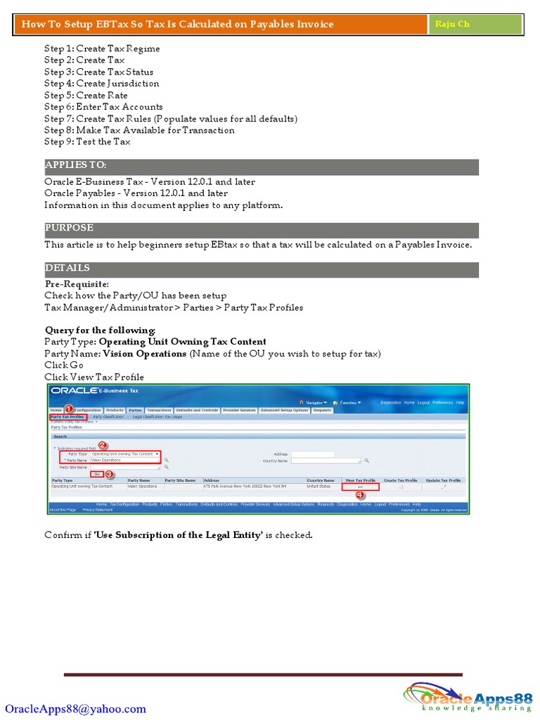 Setup EBTax for Payables Invoices | PDF | Invoice | Taxes
