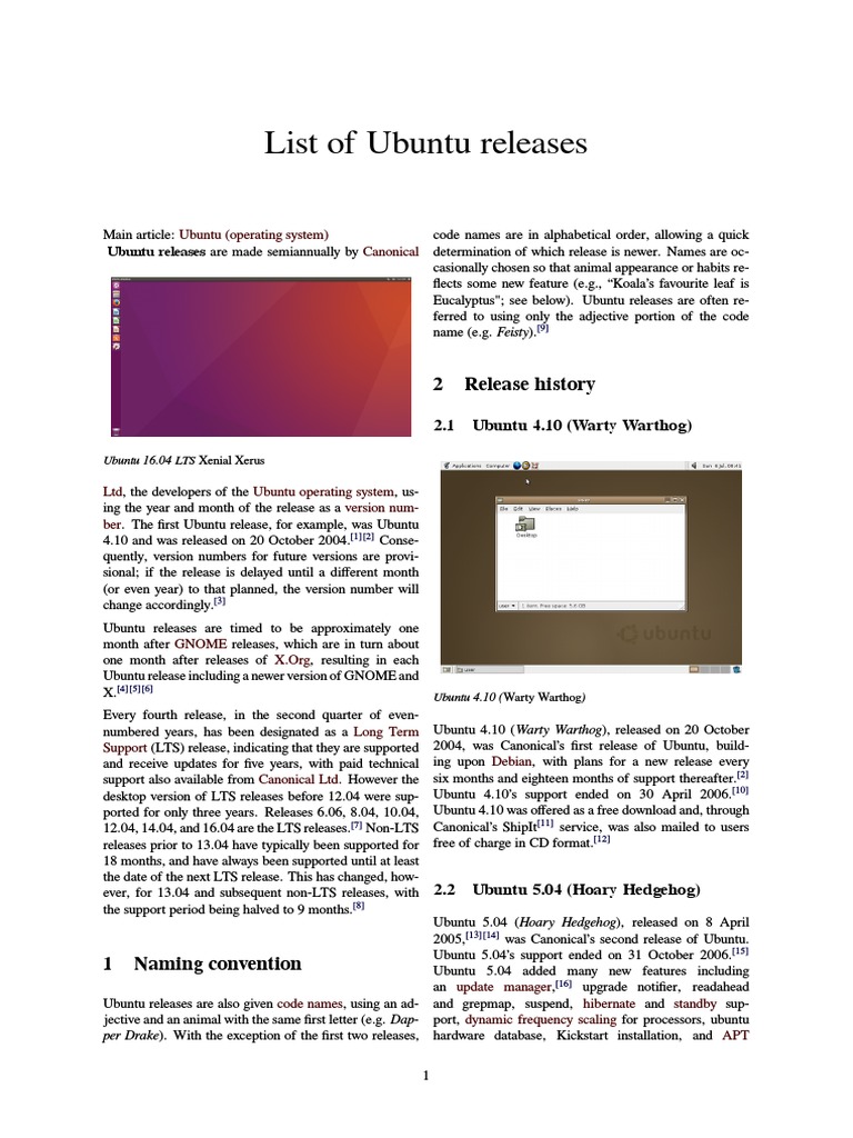 List of Ubuntu Releases | PDF | Ubuntu (Operating System) | Free Software