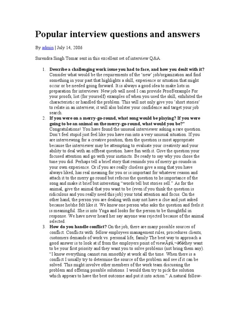 Essential Interview Questions & Answers | PDF | Self-Improvement
