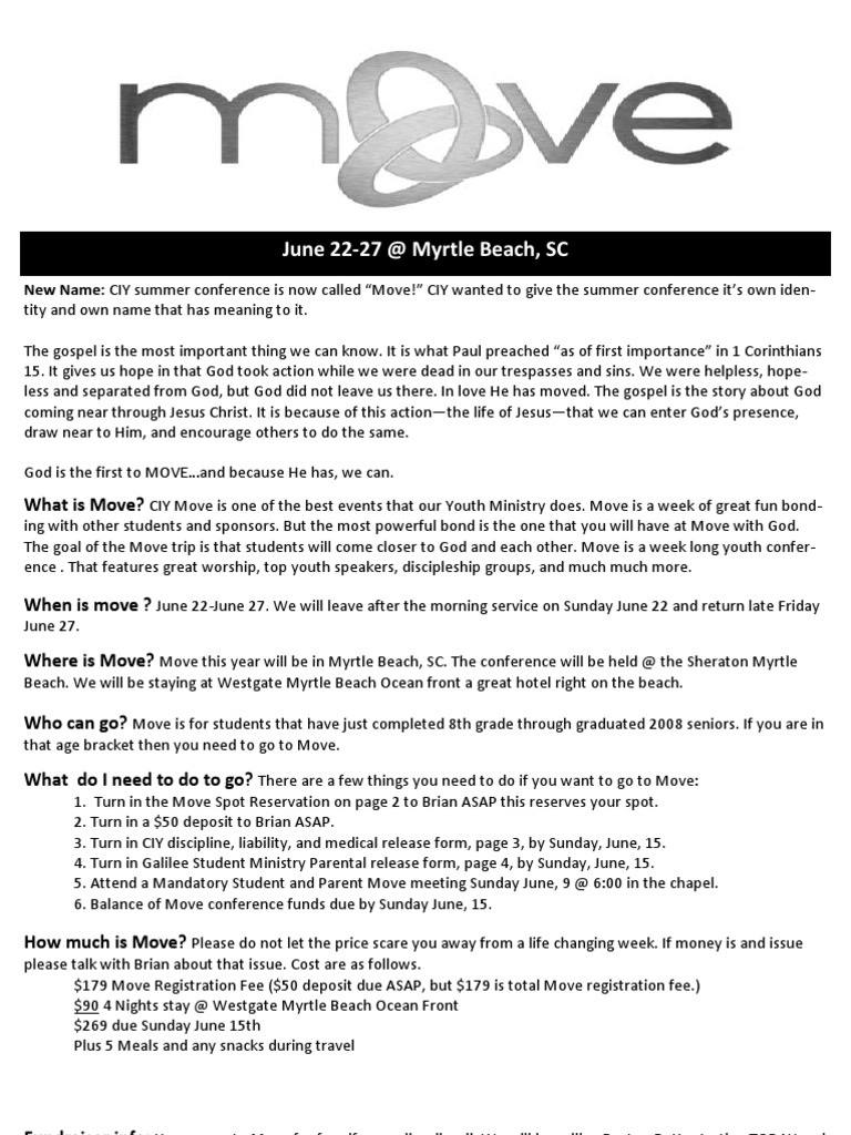 CIY Move 2008 Info Packet | PDF | Legal Guardian | Parent