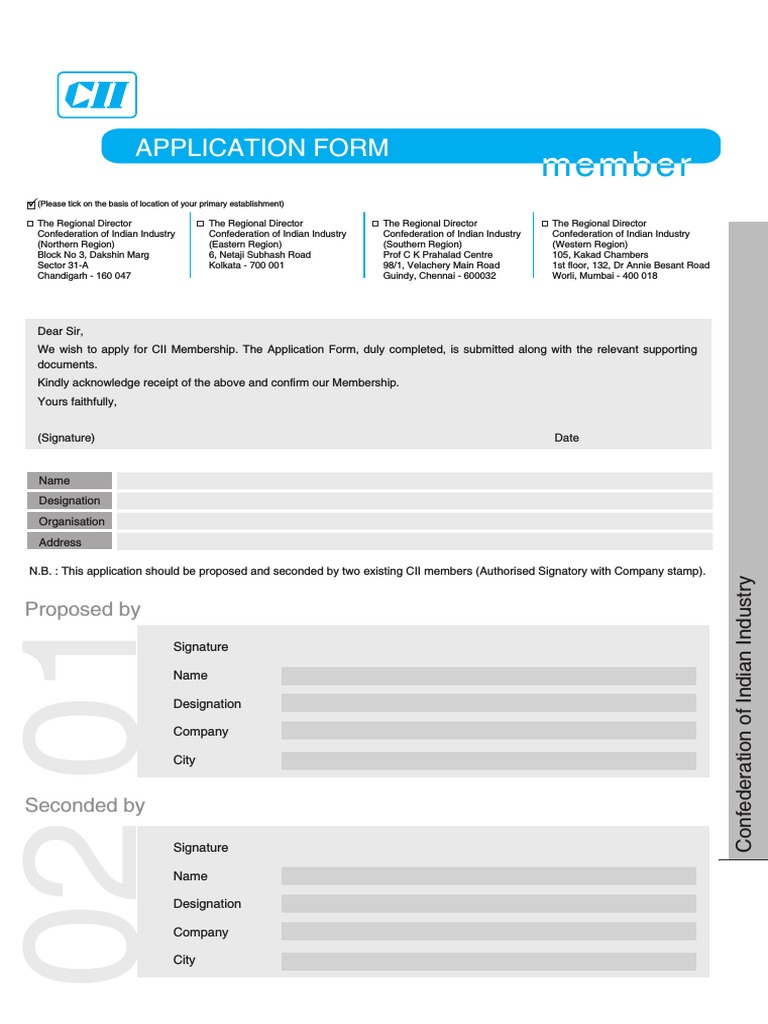 CII Member Form | PDF | Business | Government
