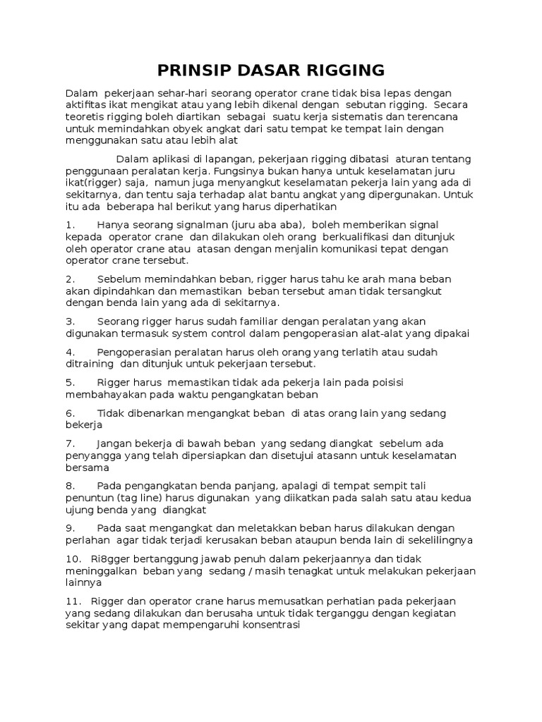 Prinsip Dasar Rigging | PDF