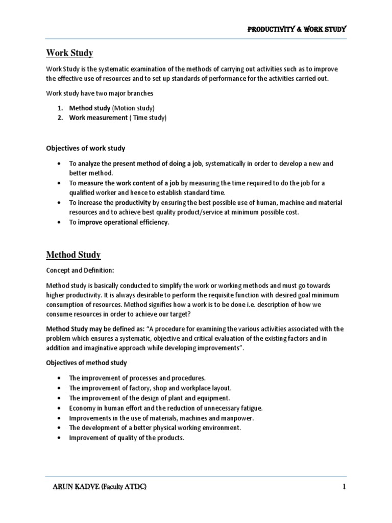 Work Study PDF | Business Process | Employment
