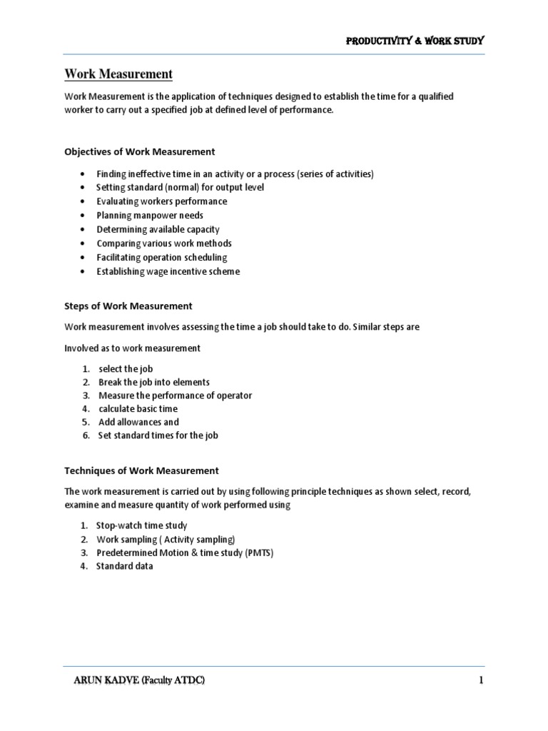 Work Measurement PDF | PDF | Sampling (Statistics) | Science