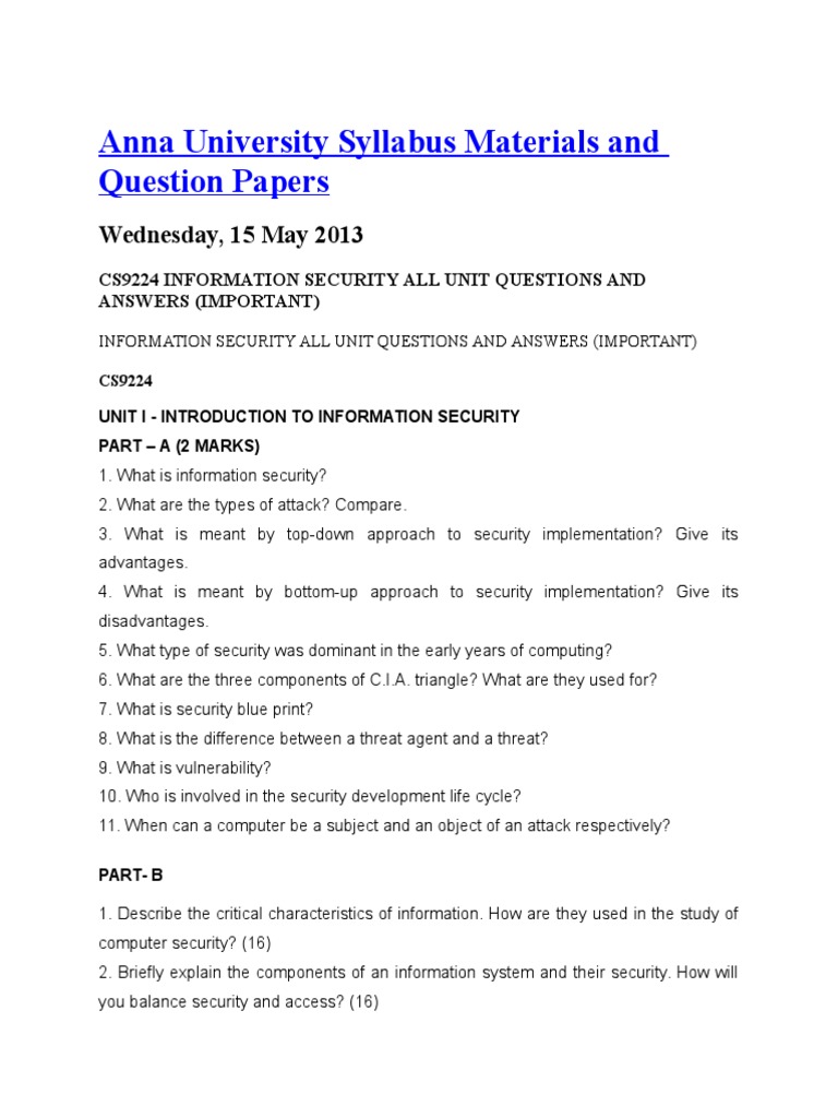 Is Important Questions | PDF | Computer Security | Security