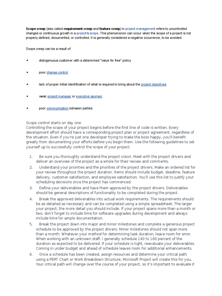 Scope Creep | PDF | Software Engineering | Systems Engineering