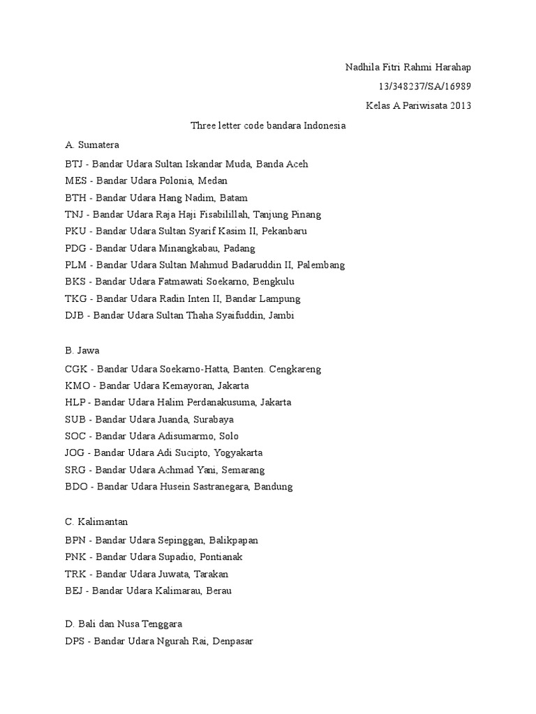 Three Letter Code Bandara Indonesia Pdf