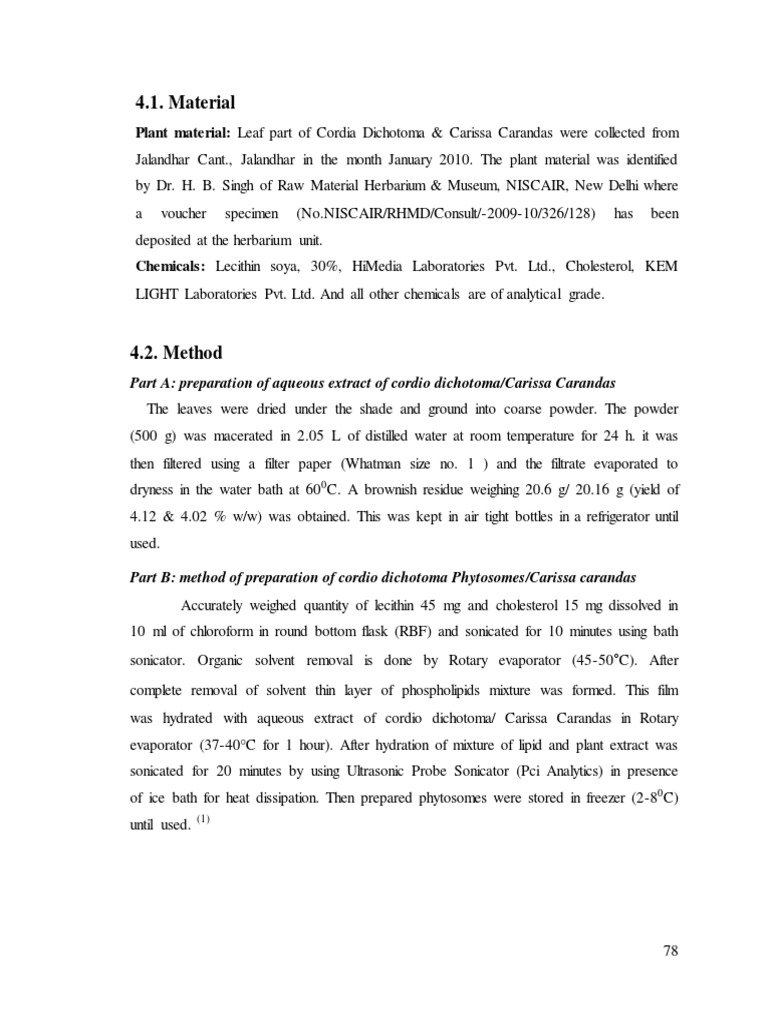 4.1. Material: Plant Material: Leaf Part of Cordia Dichotoma & Carissa ...