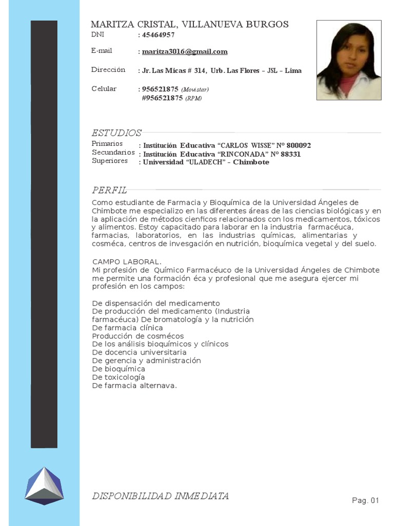 (791783484) Curriculum Maritza | PDF | Farmacia | Ciencias de la vida