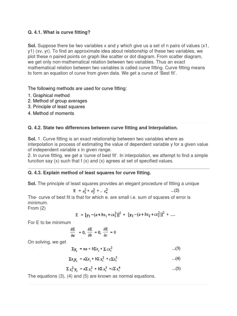 Curve Fitting Notes | PDF | Least Squares | Interpolation
