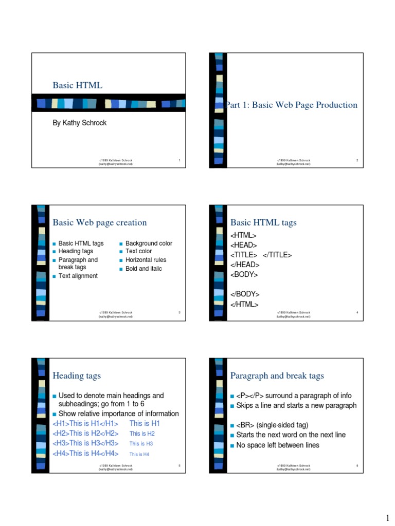 Basic HTML Part 1: Basic Web Page Production | PDF | Html Element | Html