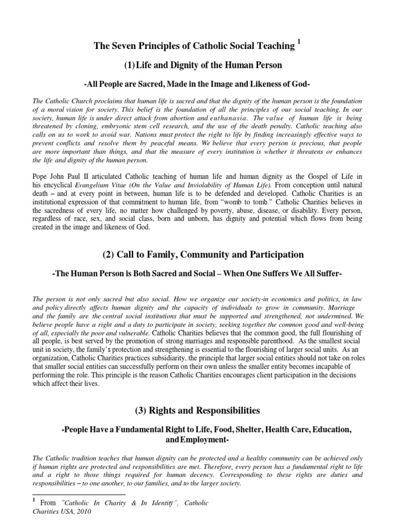 The Seven Principles of Catholic Social Teaching | PDF | Catholic ...