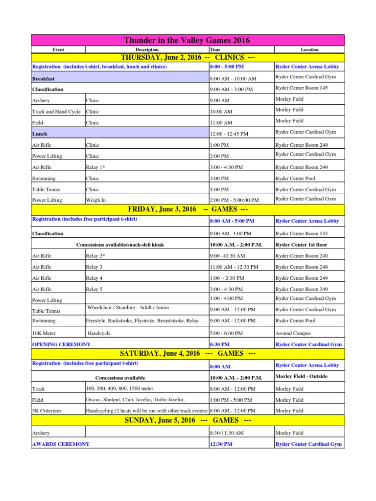 Thunder 2016 Schedule | PDF | Sports & Recreation