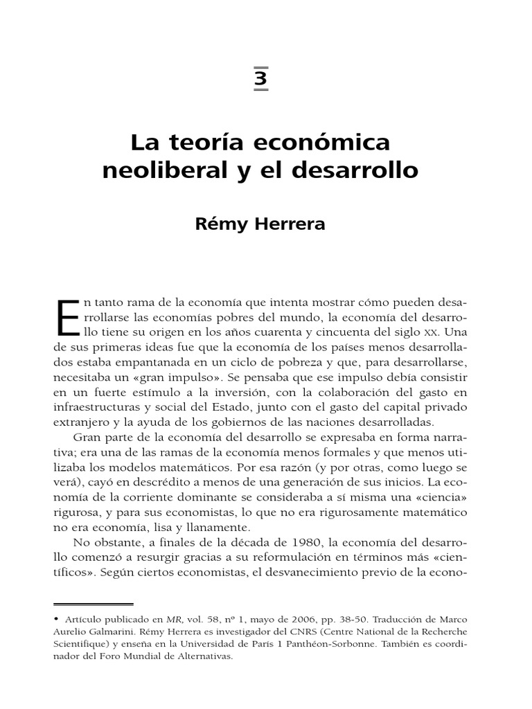 La Teoria Economica Neoliberal y El Desarrollo-Remy Herrera | PDF ...
