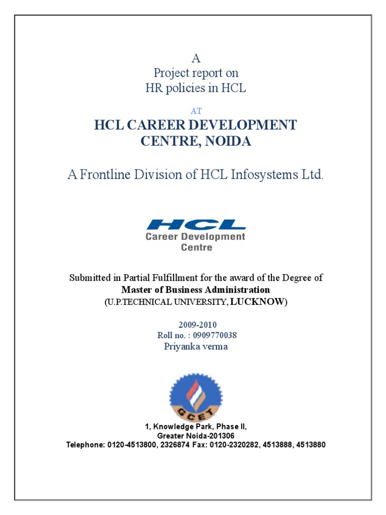HCL HR Policies Overview Report | PDF | Hewlett Packard | Personal ...