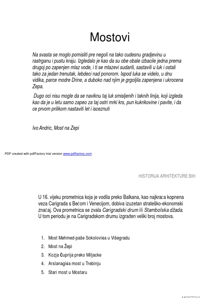 Mostovi U BiH | PDF
