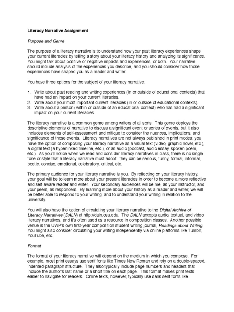 Crafting Your Literacy Narrative | PDF | Narrative | Literacy