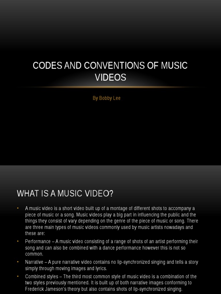 Music Video Codes & Conventions Guide | PDF | Hip Hop Music | Genre