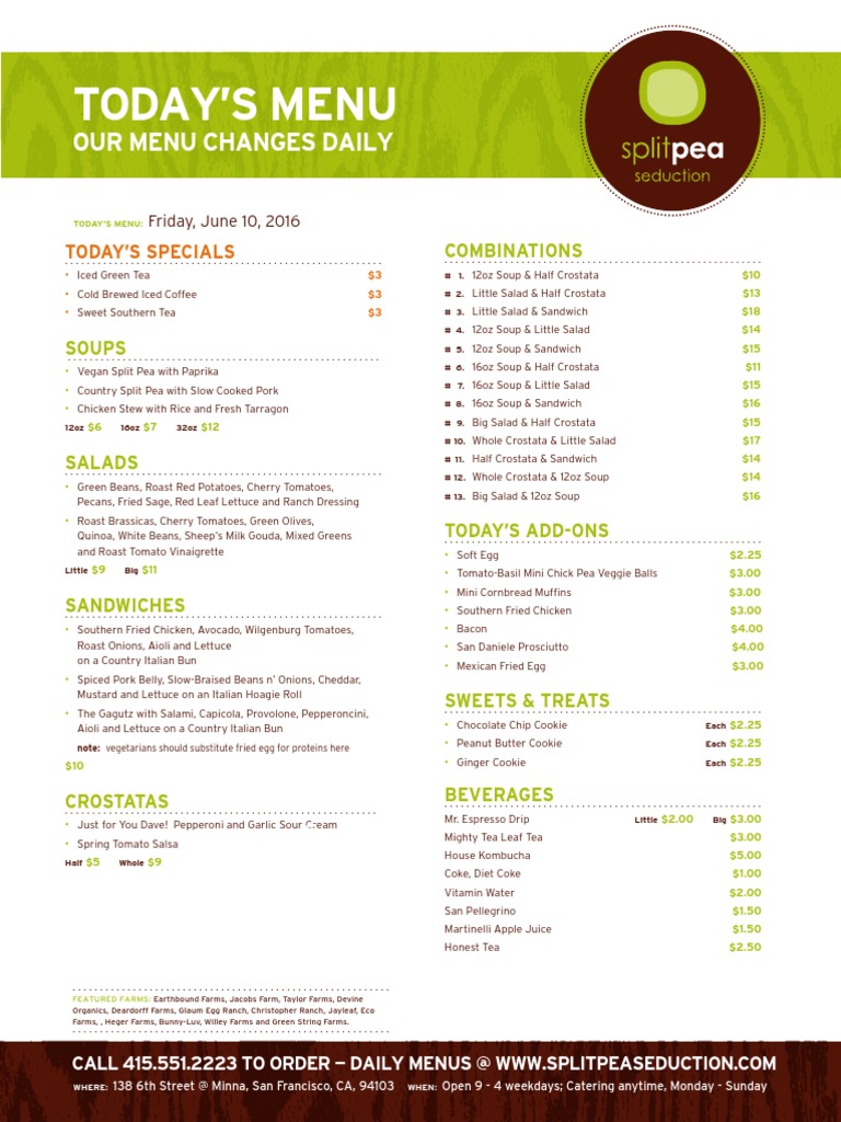 Daily Specials Menu: Soups, Salads, Sandwiches | PDF | Sports & Recreation