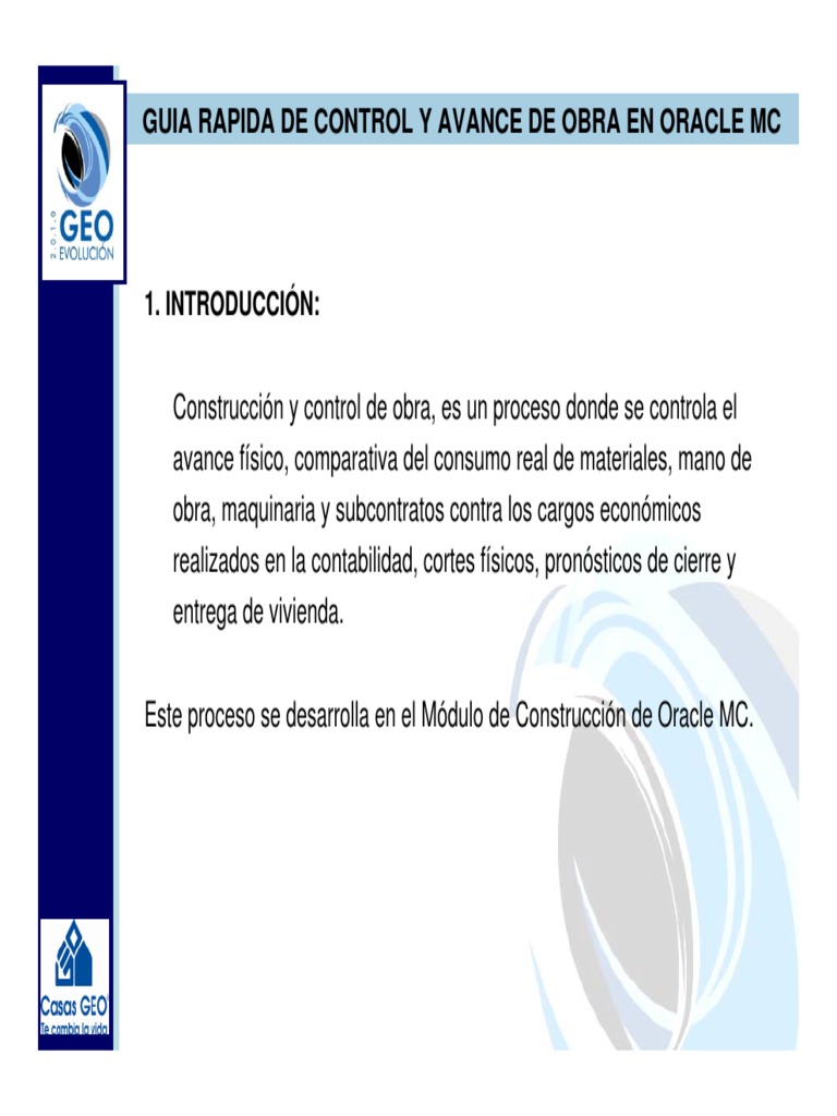 Control de Avance de Obra en Oracle MC | PDF | Ventana (informática ...