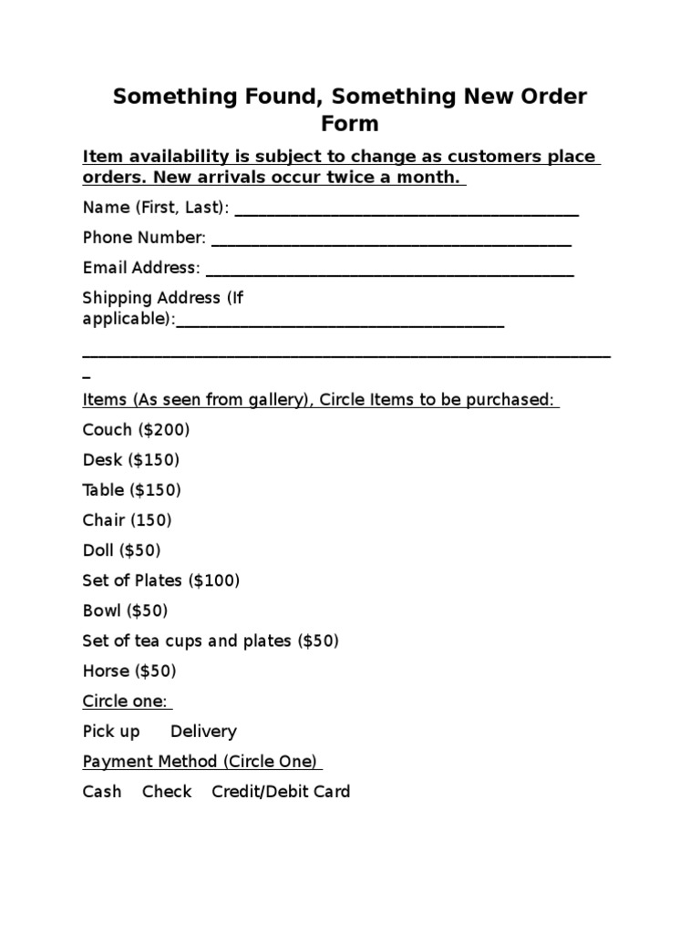 Order Form | PDF