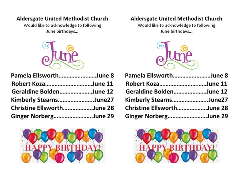 June Birthdays | PDF